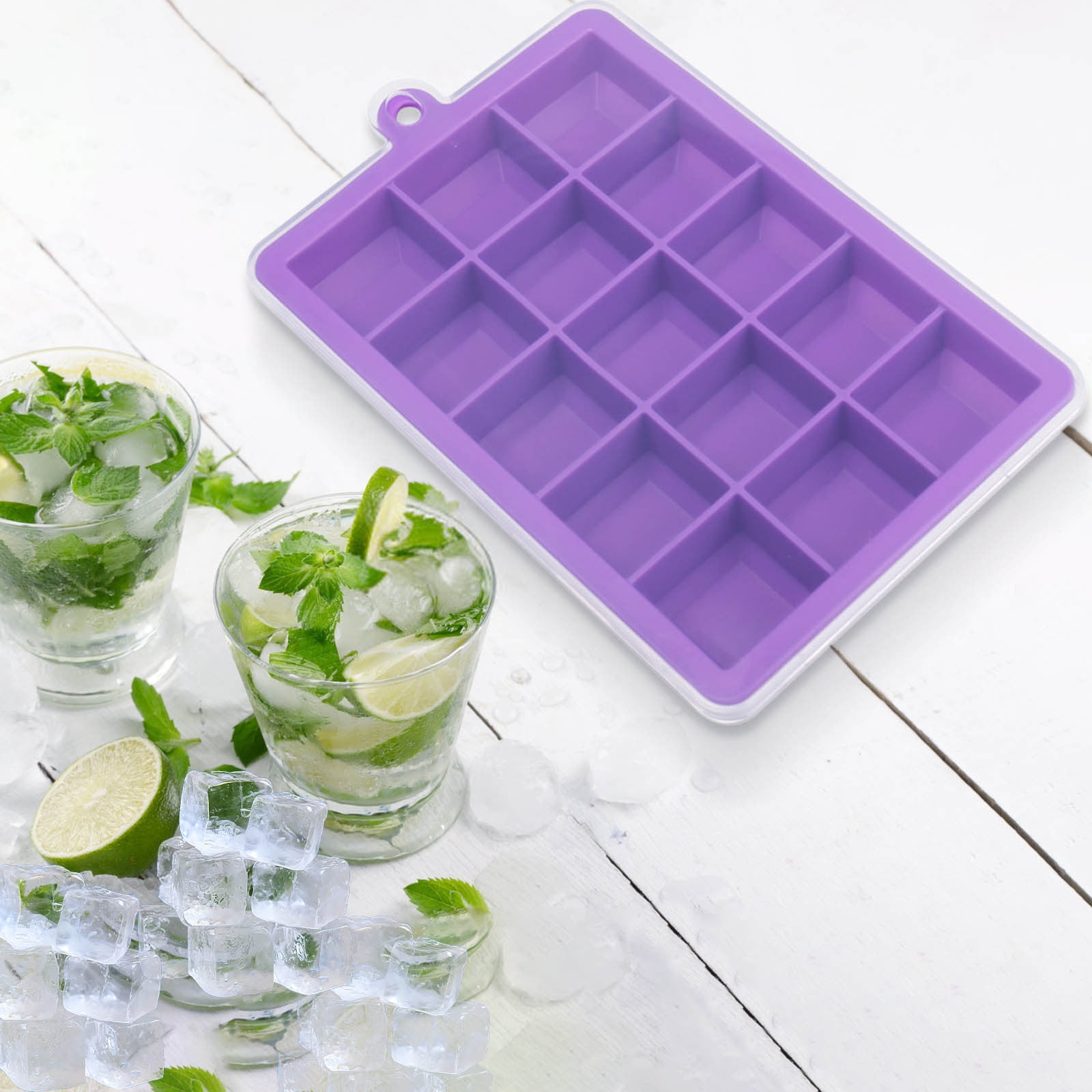 15-hole Colorful Large Ice Cube Tray, Portable Flexible Ice Block ...