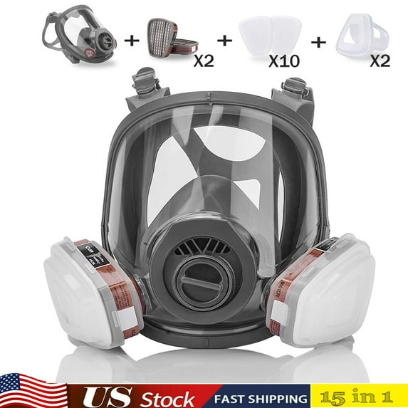 15 in 1 SET Full Face Gas Mask Facepiece Respirator For Painting ...