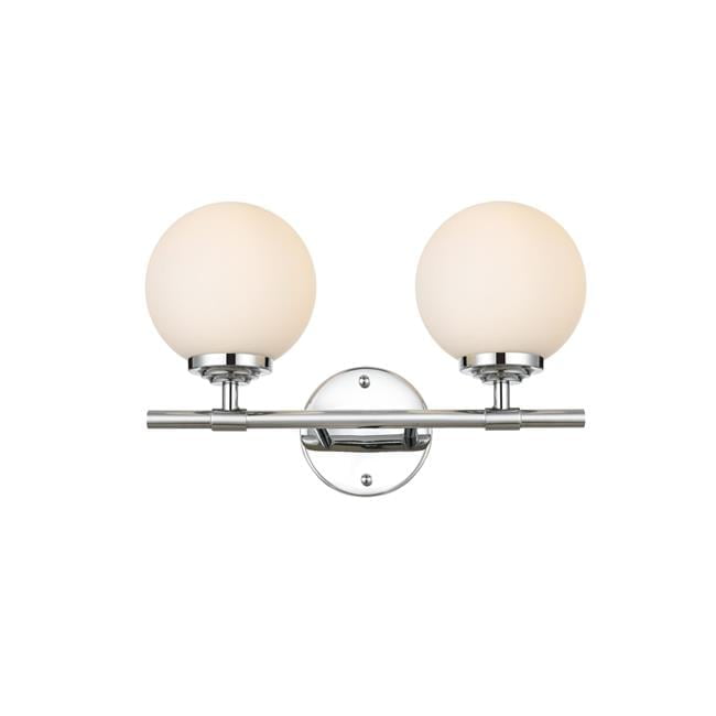 15 in. Ansley 2 Lights Wall-Mounted Bath Sconce Light, Chrome - Walmart.com