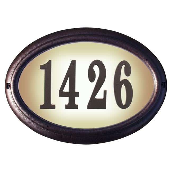 15 in. Edgewood Oval Lighted Address Plaque in Antique Copper Frame ...