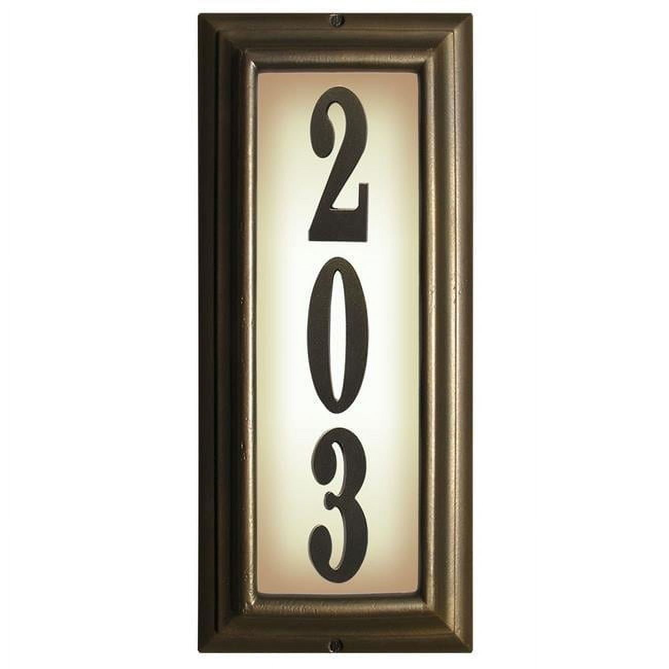 15 in. Edgewood Vertical Lighted Address Plaque in French Bronze Frame ...