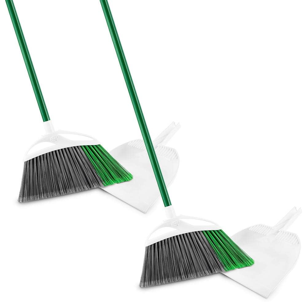 15 in. Extra-Large Precision Angle Broom and Dustpan Set with Steel ...