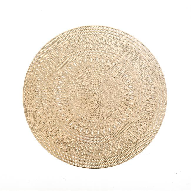 15 in. Gold Classic Leather Look Laser Cut Placemat - 12 Piece ...