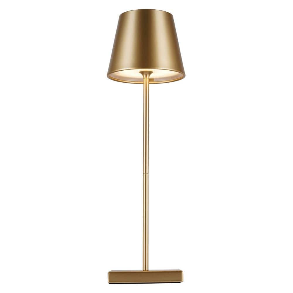 15 in. Gold Modern Rechargeable Indoor Outdoor Integrated LED Stick ...