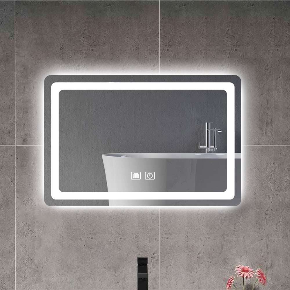 15 in. H LED Single Bathroom Vanity Mirror - Polished Crystal, Anti-Fog ...