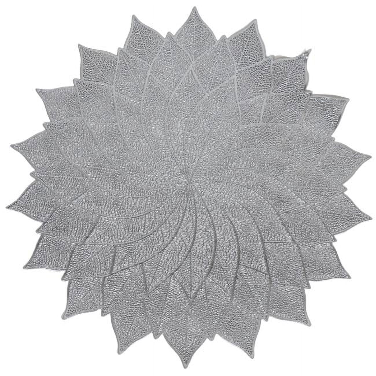 15 in. Silver Blooming Leather Look Laser Cut Placemat - 12 Piece ...