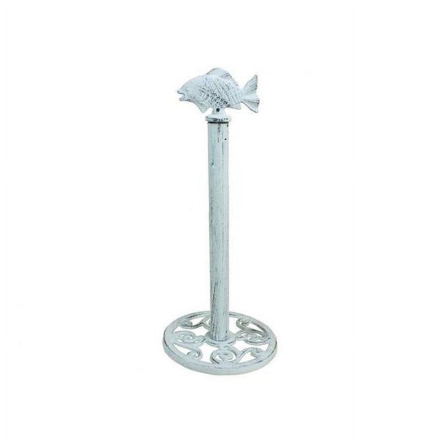 15 in. Whitewashed Cast Iron Fish Extra Toilet Paper Stand - Walmart.com