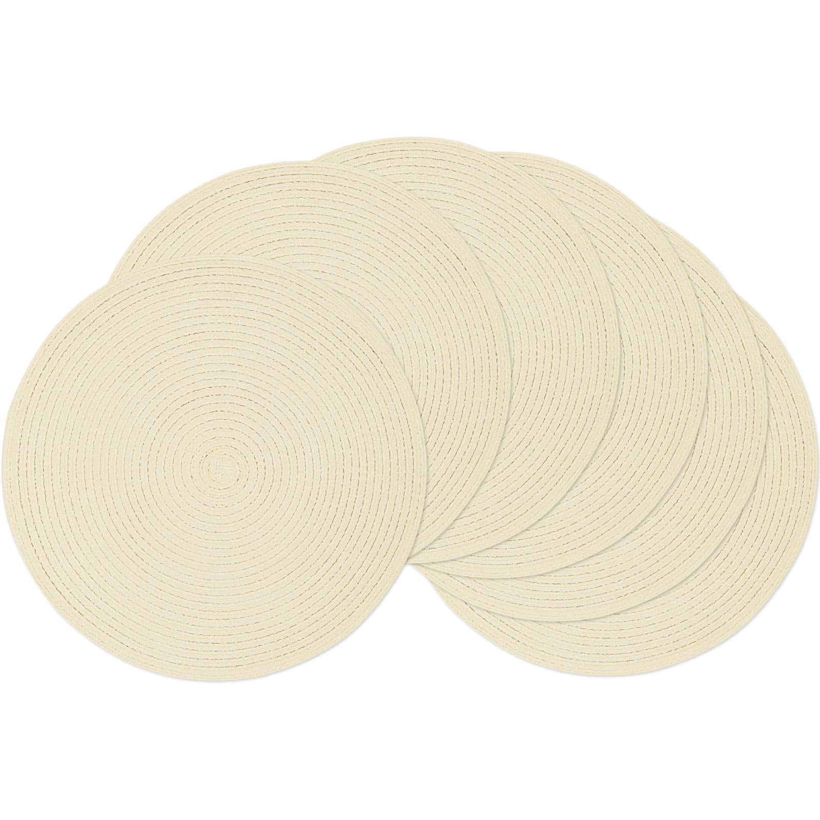 15 inch Beige Round Placemats Set of 6 for Dining Table Woven Braided ...