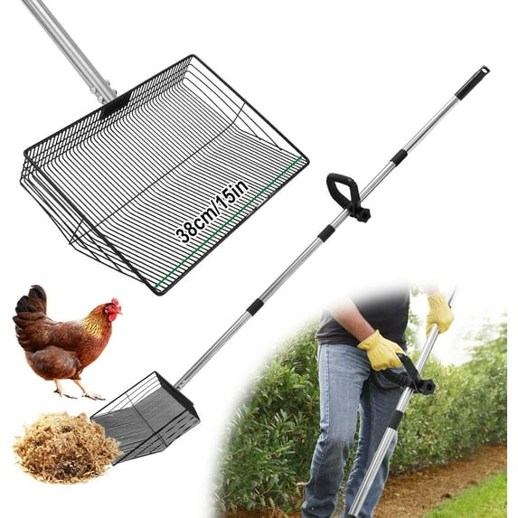 15-inch Chicken Poop Scooper with Ergonomic Grip, Adjustable 24"-63 ...