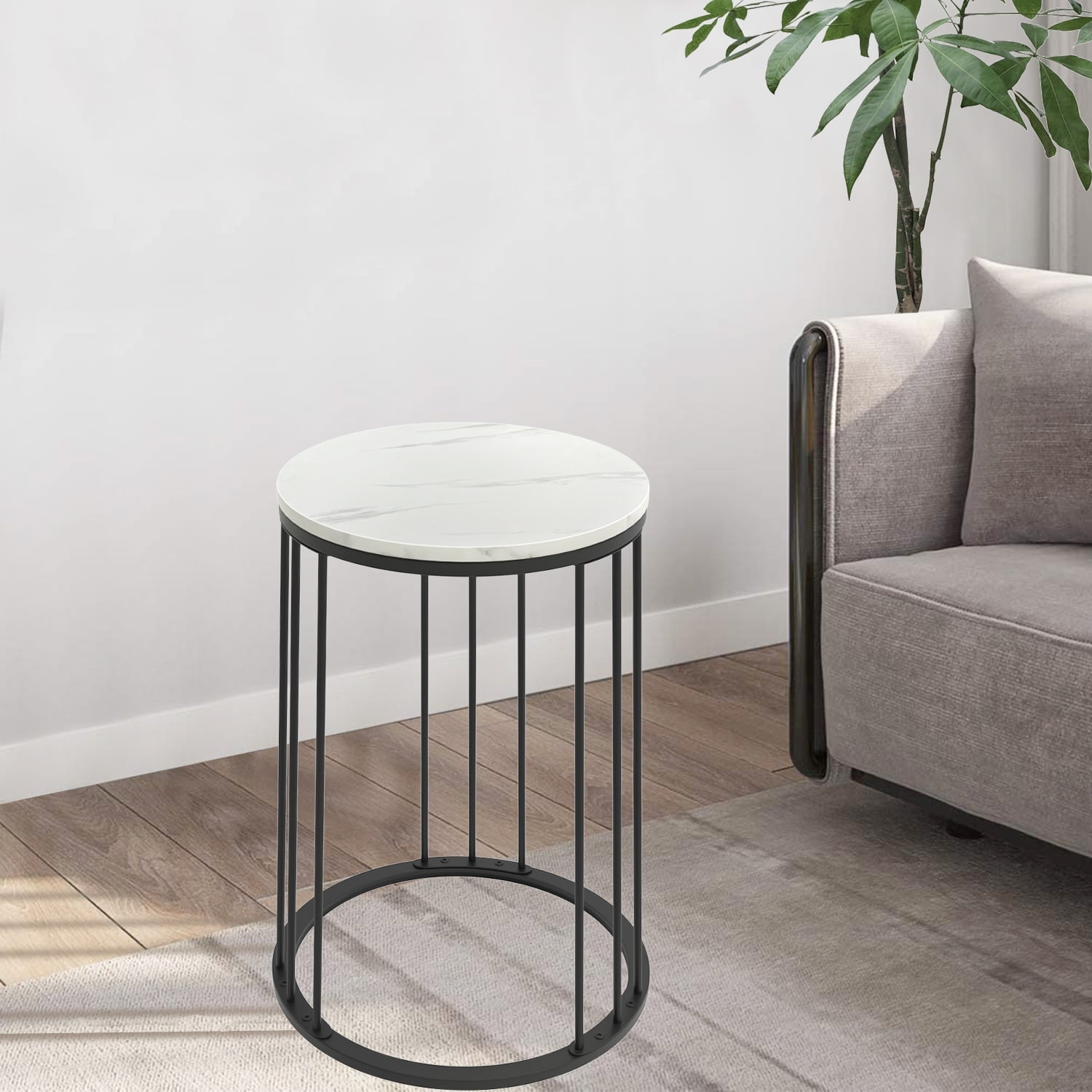 15 inch Cylindrical Round end table - 15 inch Black/White - Walmart.com