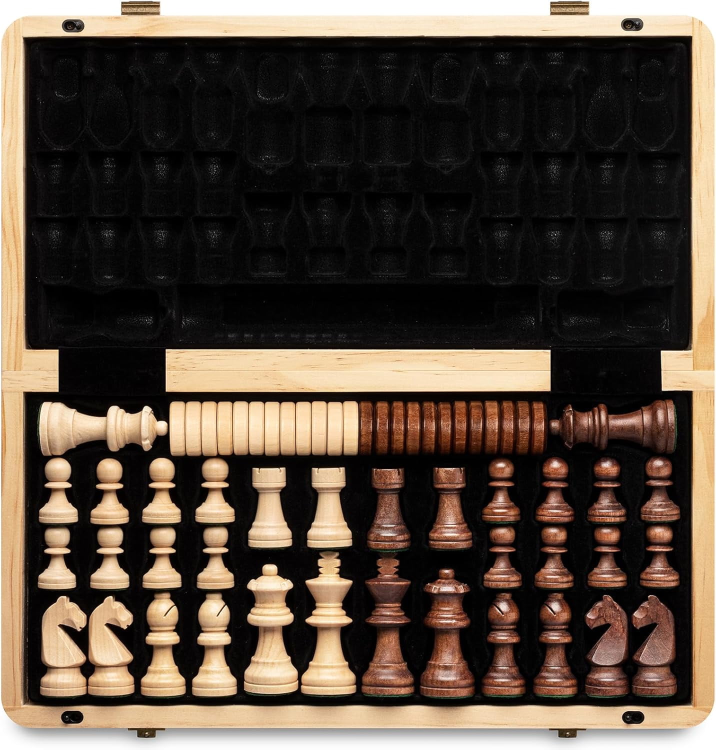 15 inch Foldable Wooden Magnetic Chess Set w/ 3 inch King Height ...