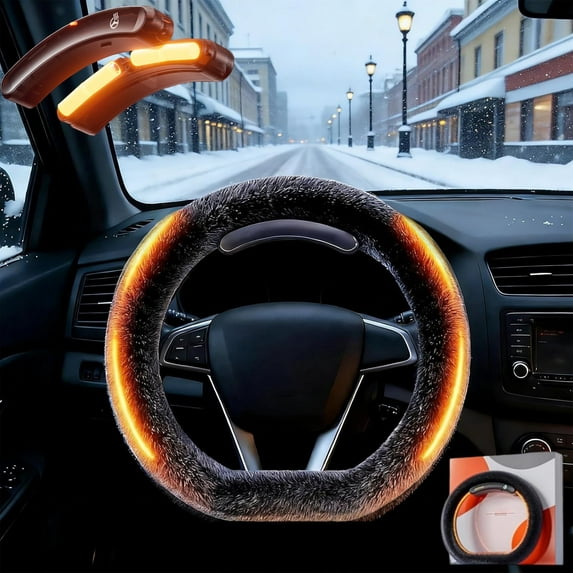 15 inch Heated Steering Wheel Cover Wireless, Wireless Heated Steering ...