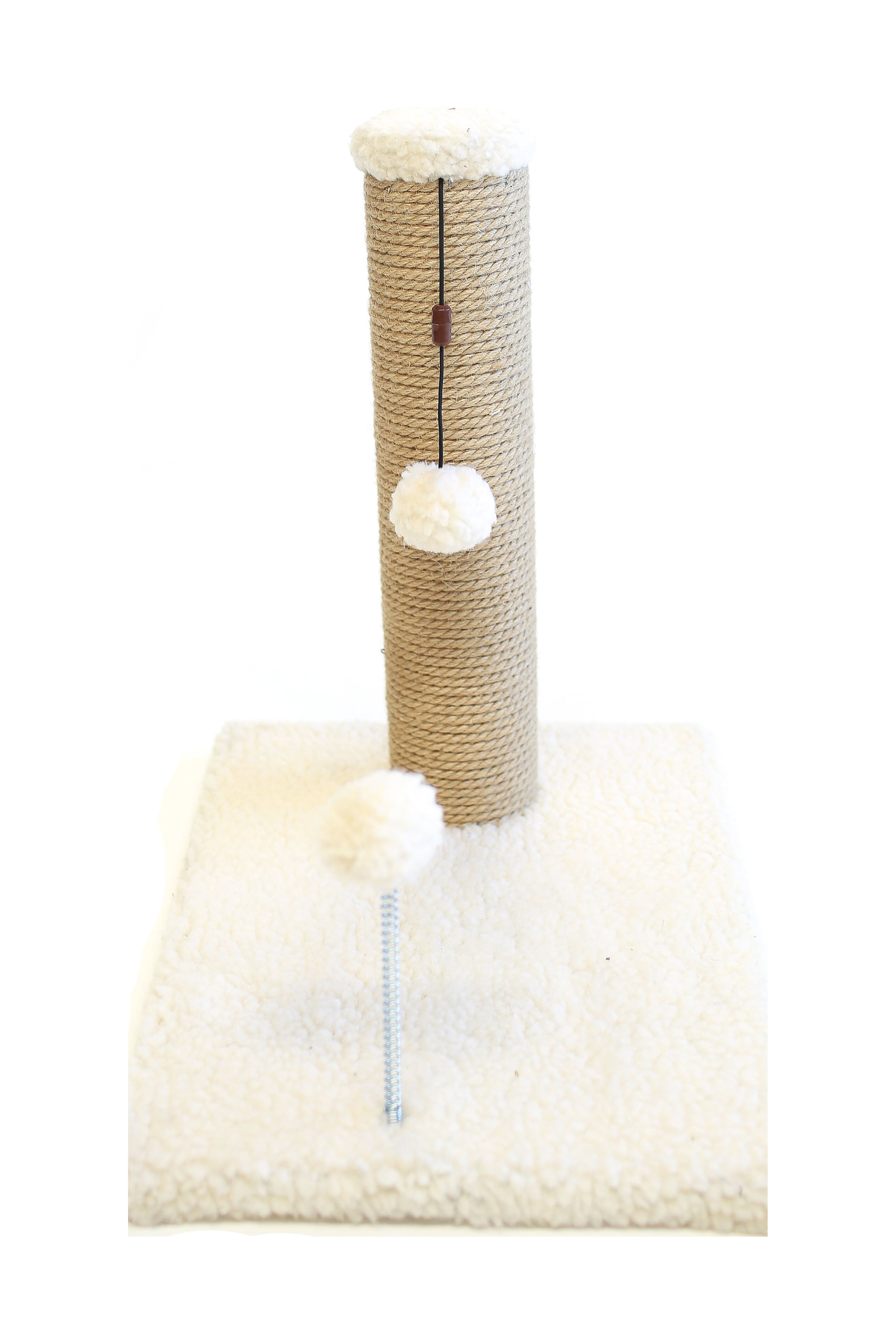 Cat Craft Jute Cat Scratching Post with Interactive Pom-Pom Toy, Beige ...
