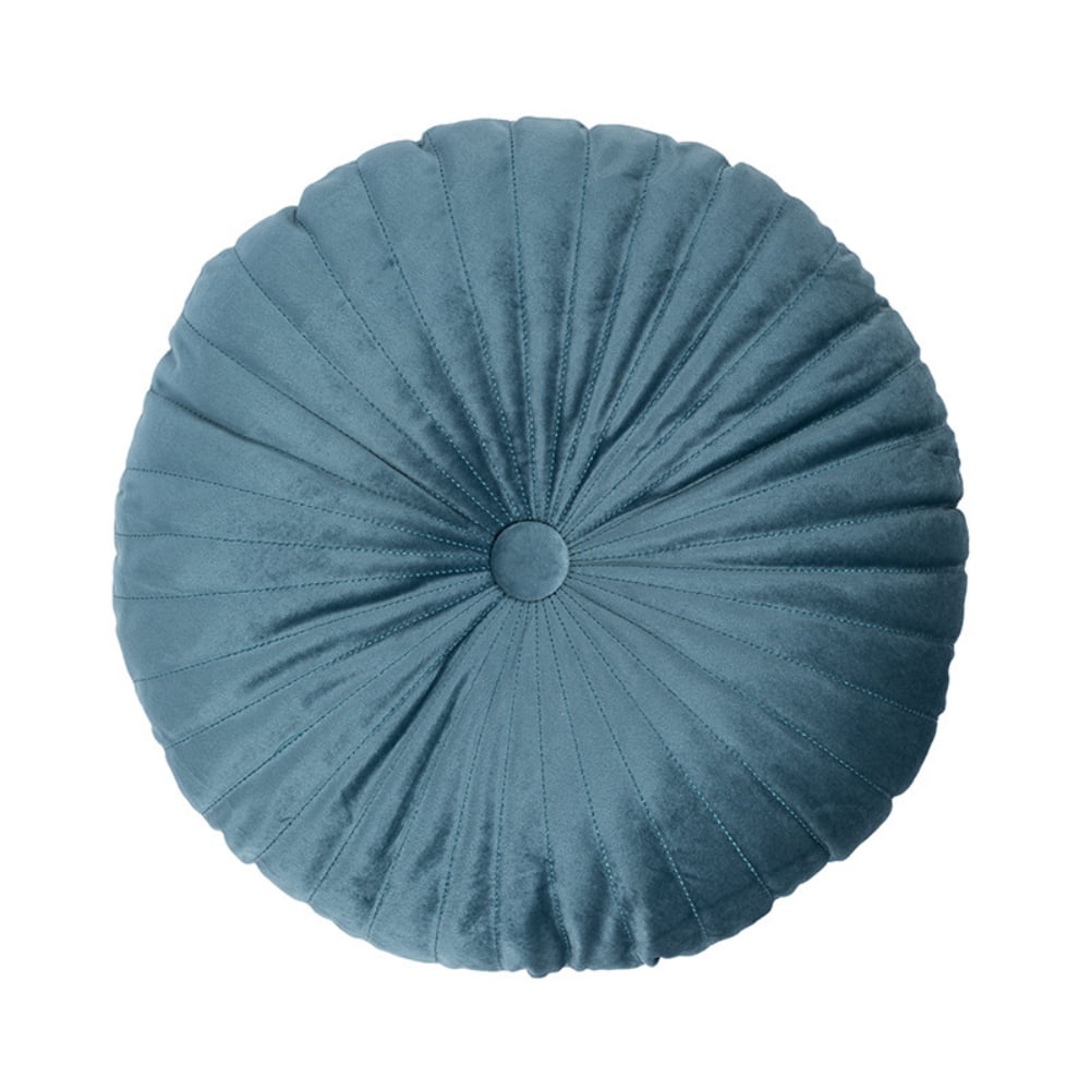 15 inch Velvet Round Throw Pillow Pleated Round Pillow Cushion ...