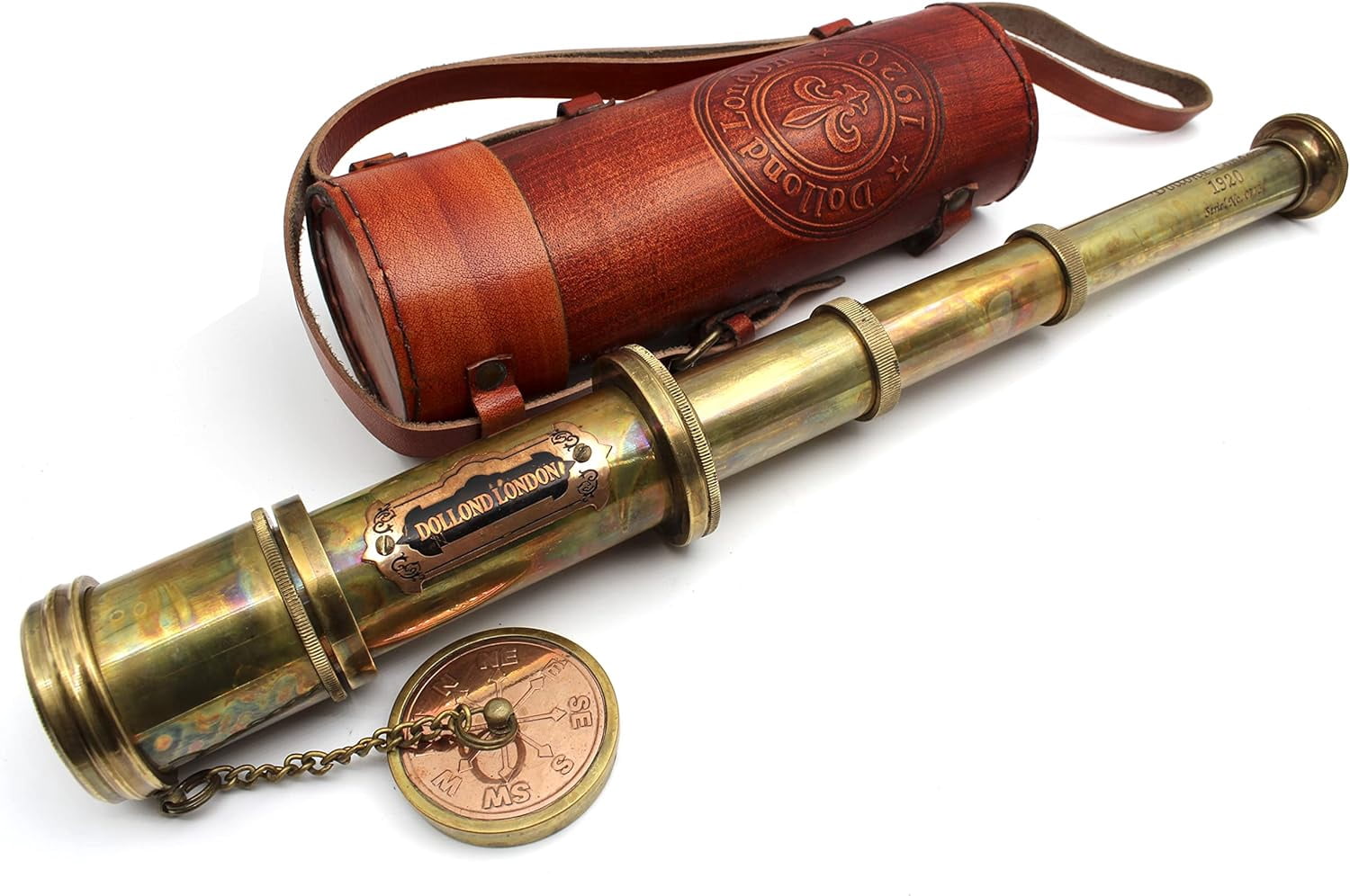 15 inches Antique Commando Telescope/Spyglass Replica in Leather Box ...