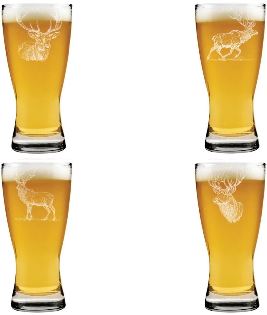 15 oz Beer Pilsner Glass Gift Set of 4 Elk Collection - Walmart.com