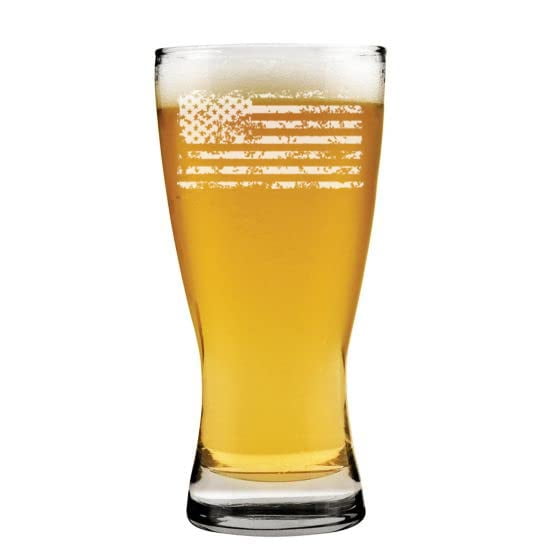 15 oz Beer Pilsner Glass Grunge American Flag - Walmart.com