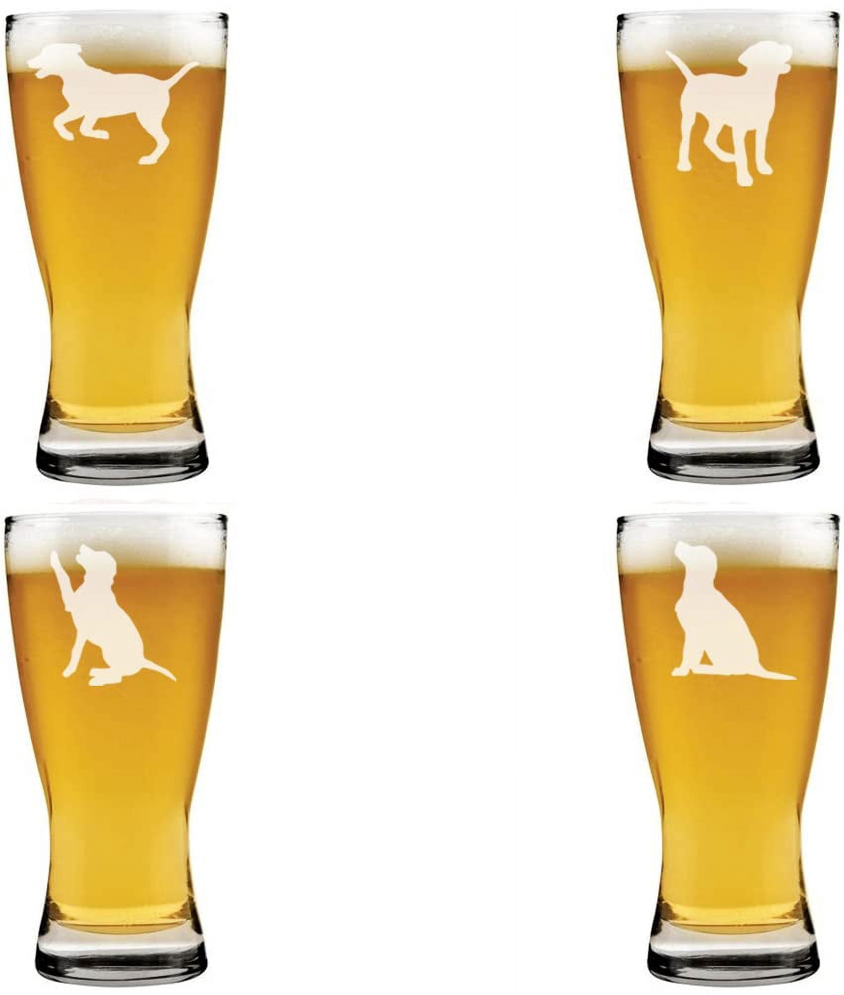 15 oz Beer Pilsner Glass Labrador Retriever Collection Gift Set of 4 ...
