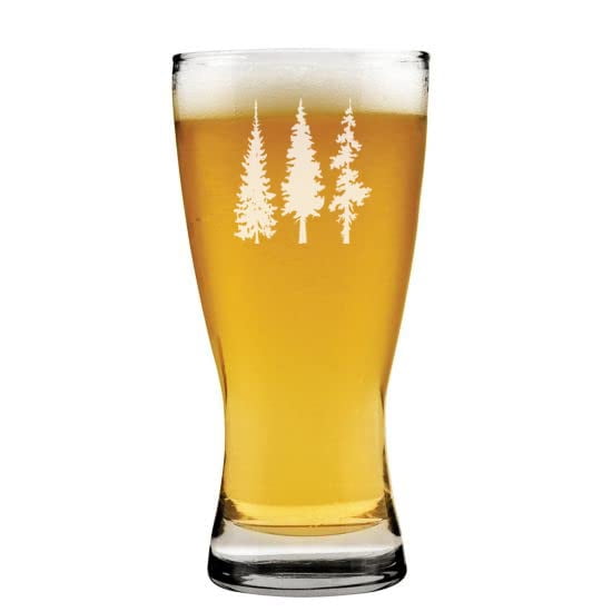 15 oz Beer Pilsner Glass Pine Trees Hiking Mountains Camping Outdoors ...