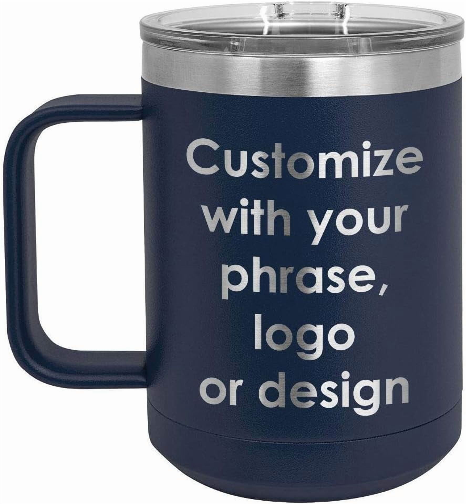 15 oz Coffee Mug w/Slide Top Lid | Add Your Text w/Names, Phrase ...