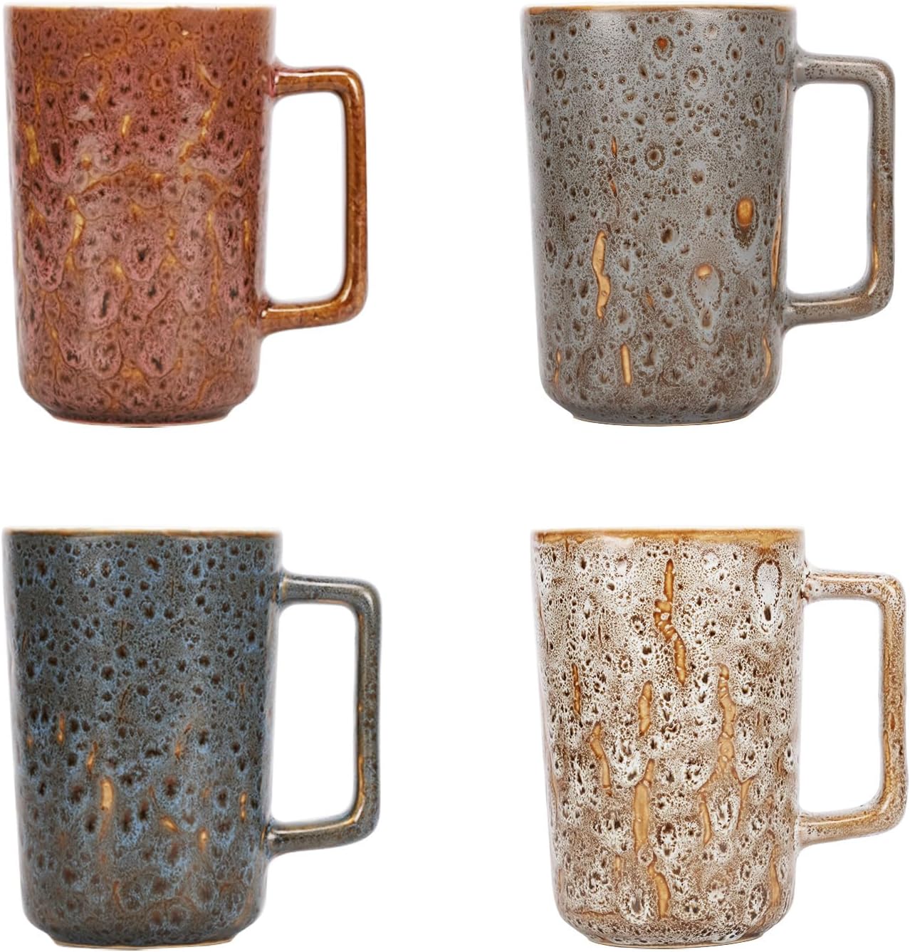 House 2 Home 4 Pc 16oz Multi-Color Ceramic Coffee Mug Set, IKAT Design ...