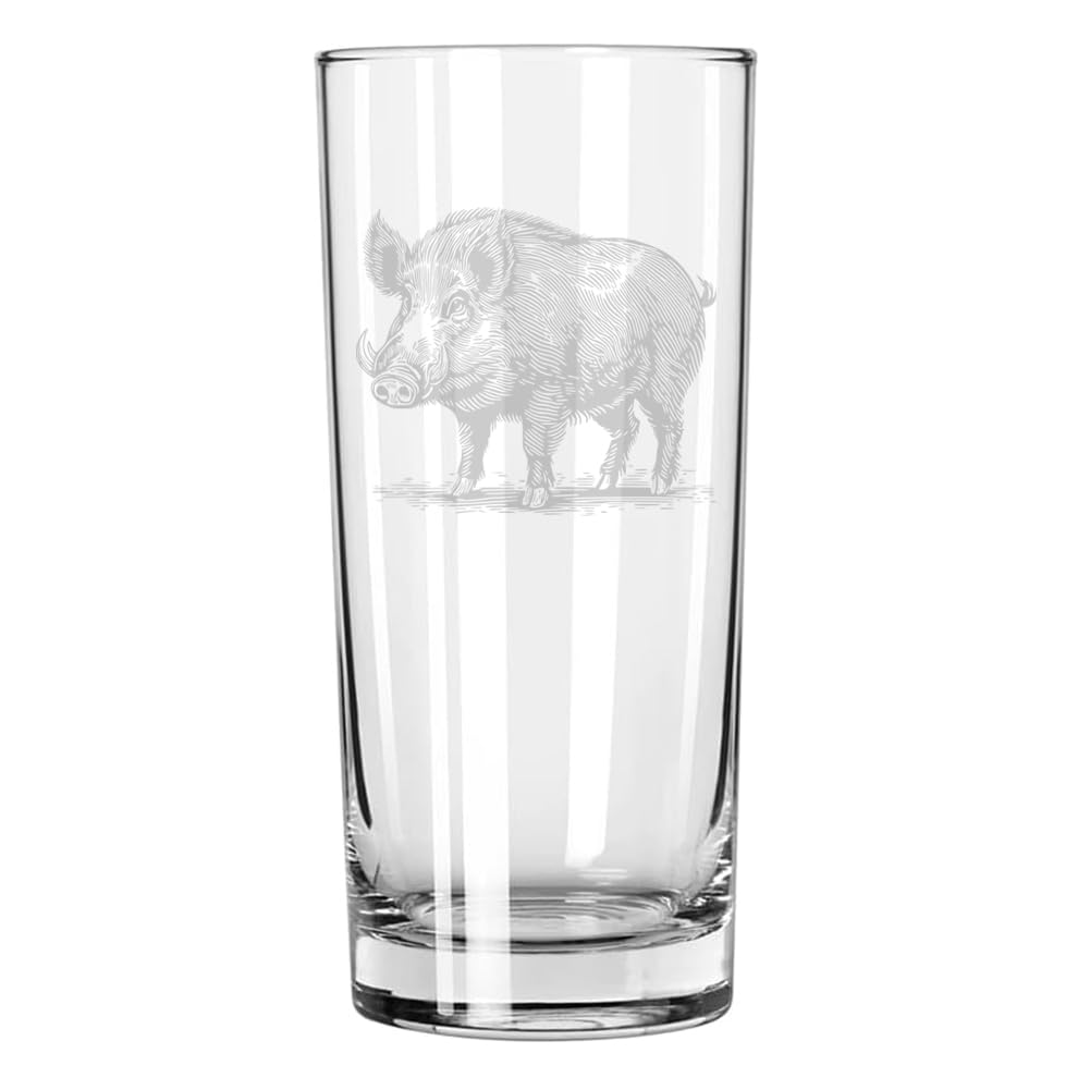 15 oz Tall Beverage Drinking Glass Highball Tumbler Gift Wild Boar ...