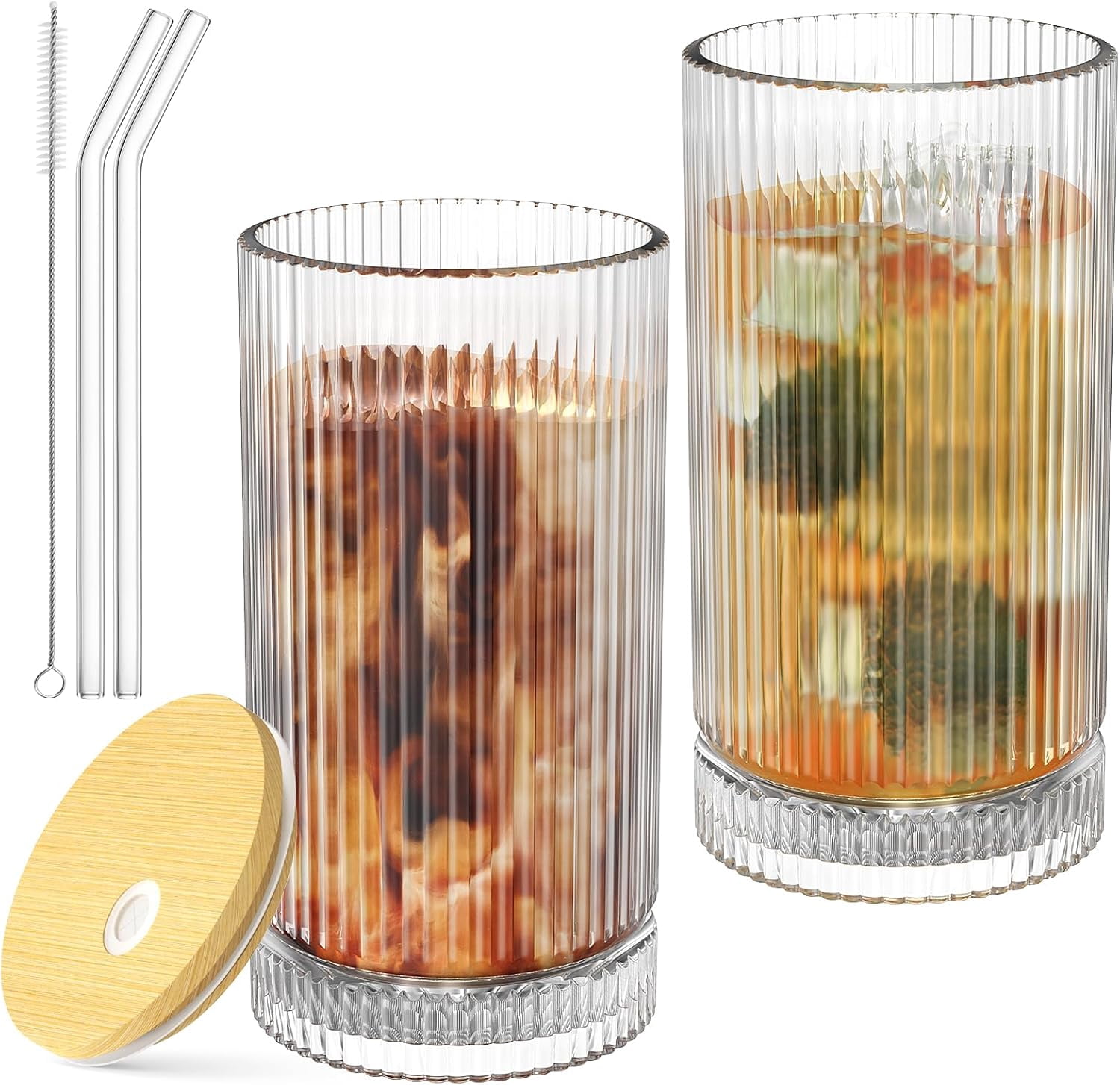 15 oz glass cups with lid and straw, iced coffee cups with lid, vintage ...
