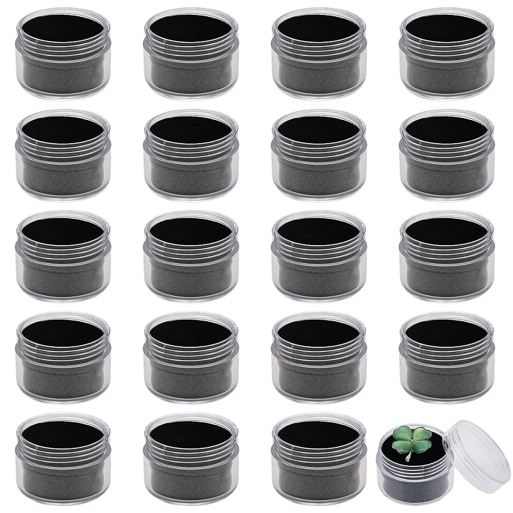 15 pc Round Jewelry Plastic Loose Diamond Storage Box with Black Sponge ...