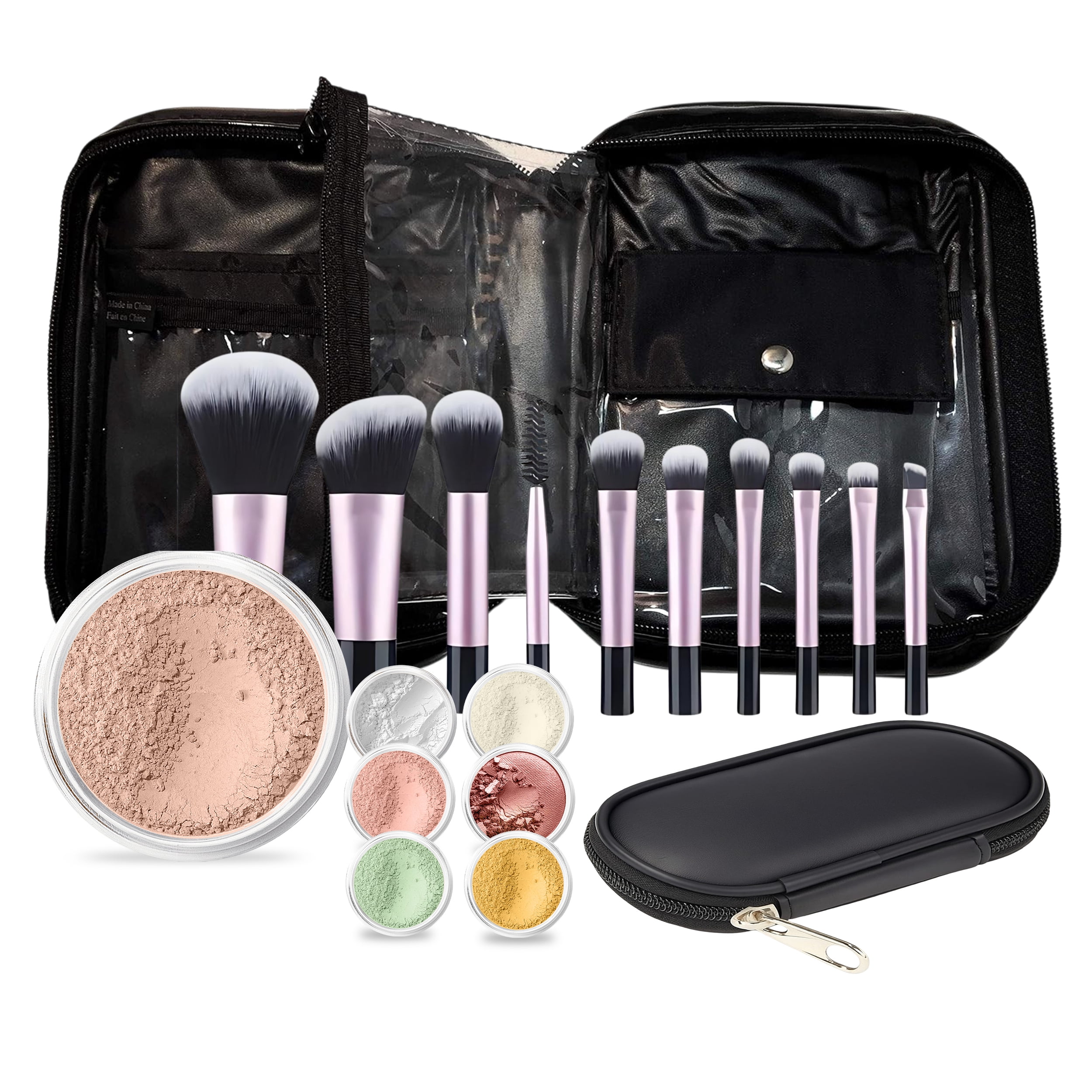15 pc STARTER KIT w/BRUSHES & CASE (LIGHT TAN) Mineral Makeup ...