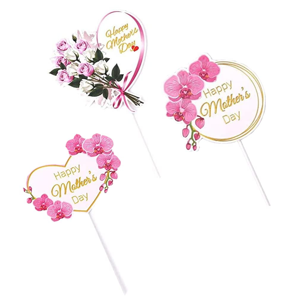 15 pcs HappyTRDN Mother's Day Cake Topper Mom Letter Cake topper Pink ...