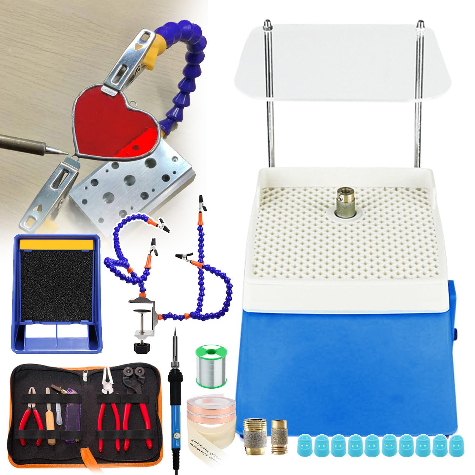 15 pcs Professional Glass Craft Starter Tool Kit with Glass Grinder ...