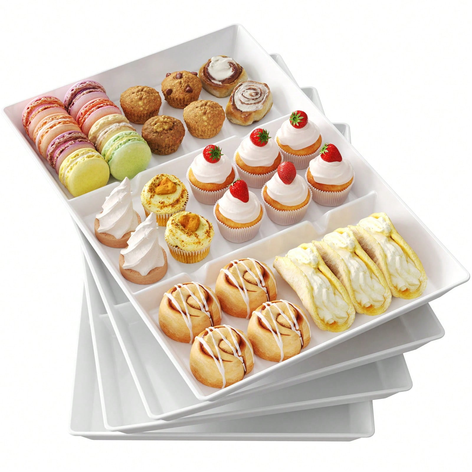 15" x 10" Divided Serving Tray – Reusable Plastic Party Platter for ...