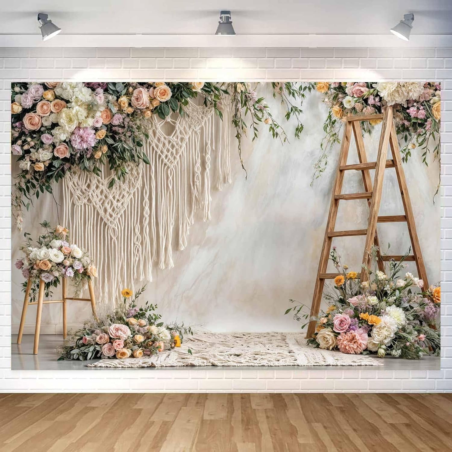 15 x 10 ft Boho Floral Wedding Backdrop, Bohemian Wedding Backdrop ...