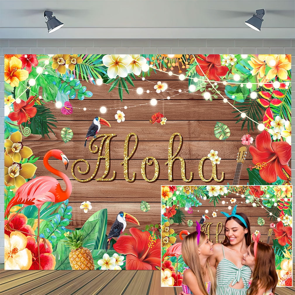 15 x 10ft Summer Aloha Luau Party Backdrops Banner, Summer Hawaiian ...
