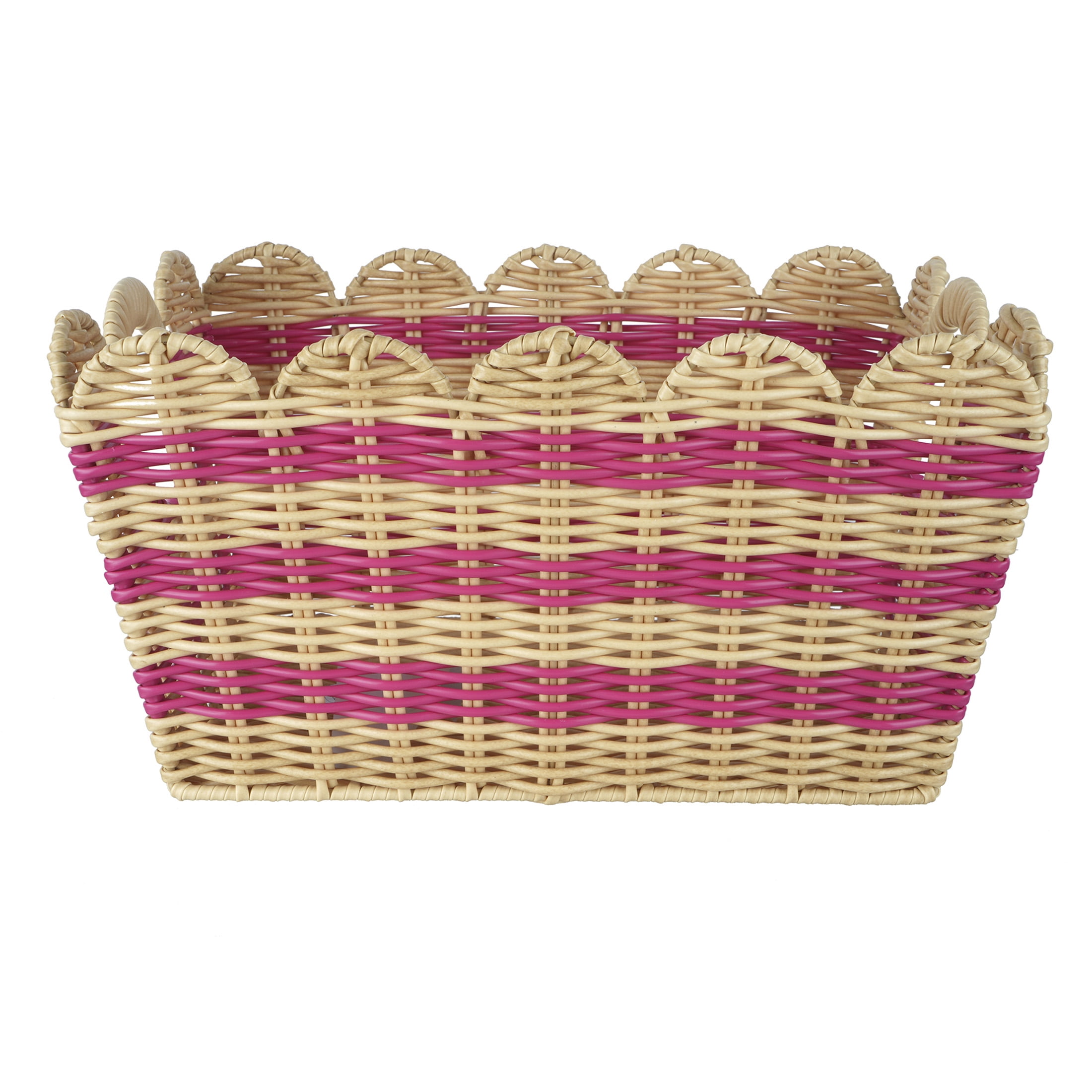 15" x 11" Pink Stripe Faux Rattan Basket by Ashland® - Summer Home ...
