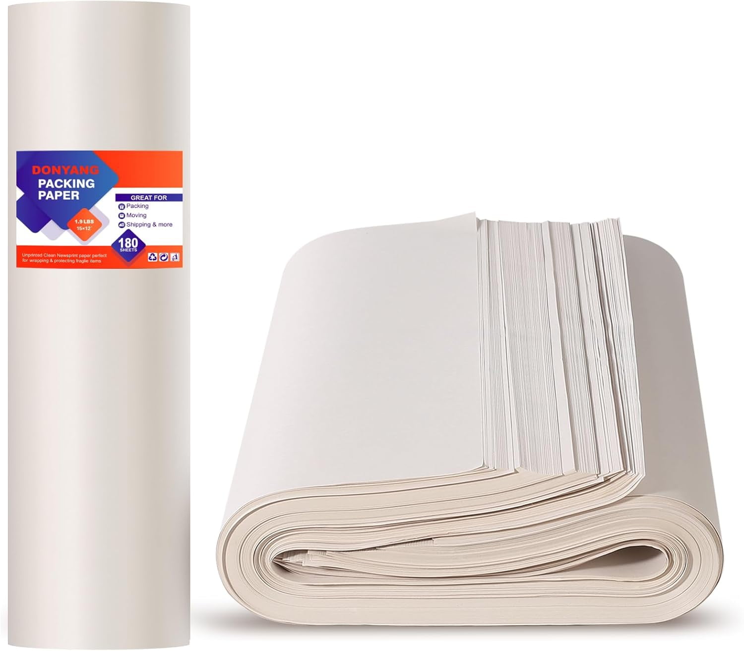15" x 12" Newsprint Paper for Moving Boxes, 180 Sheets Packing Paper ...
