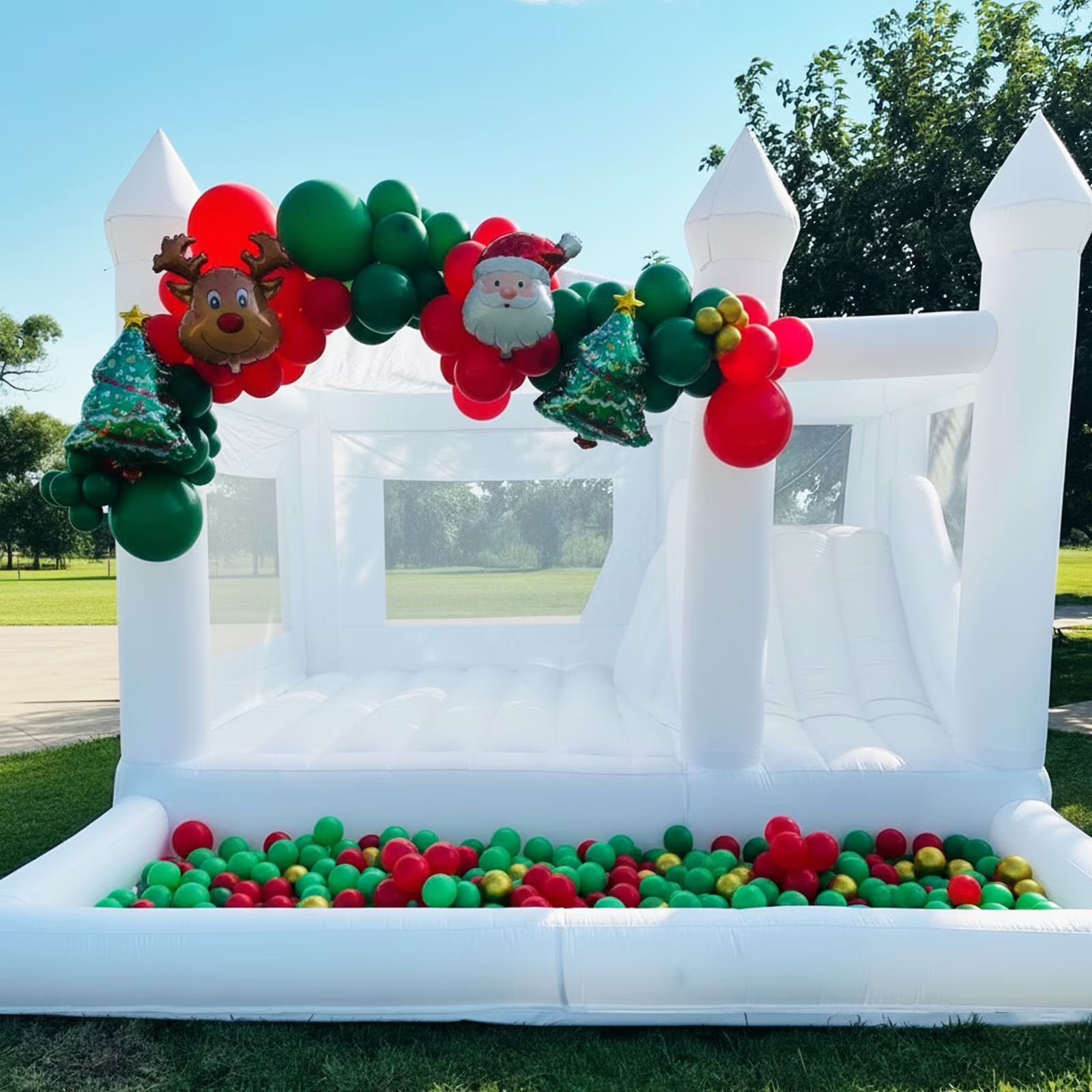 15' x 13' Oxford White Bounce House with Ball Pit & Slide & Air Blower ...