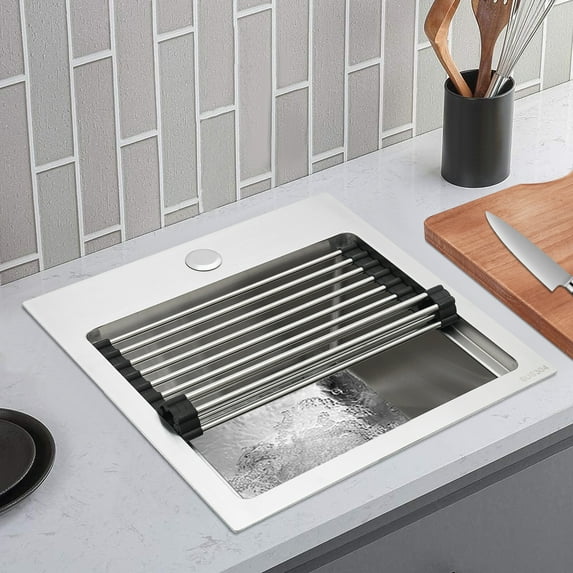 15 x 15 Inch Stainless Steel Drop-in Bar Sink Topmount Kitchen Sink ...