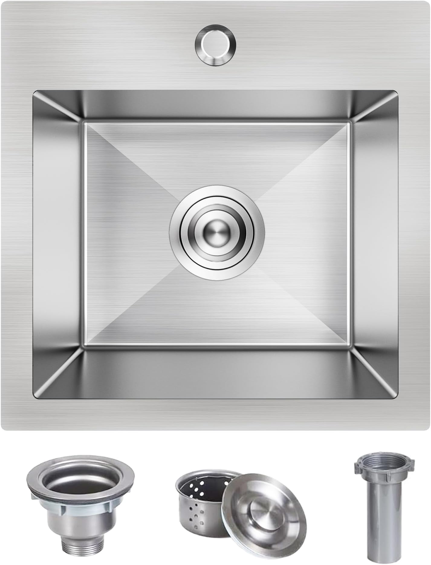 15 x 15 x 9 Inch Drop In Kitchen Bar Sink, Stainless Single Bowl ...