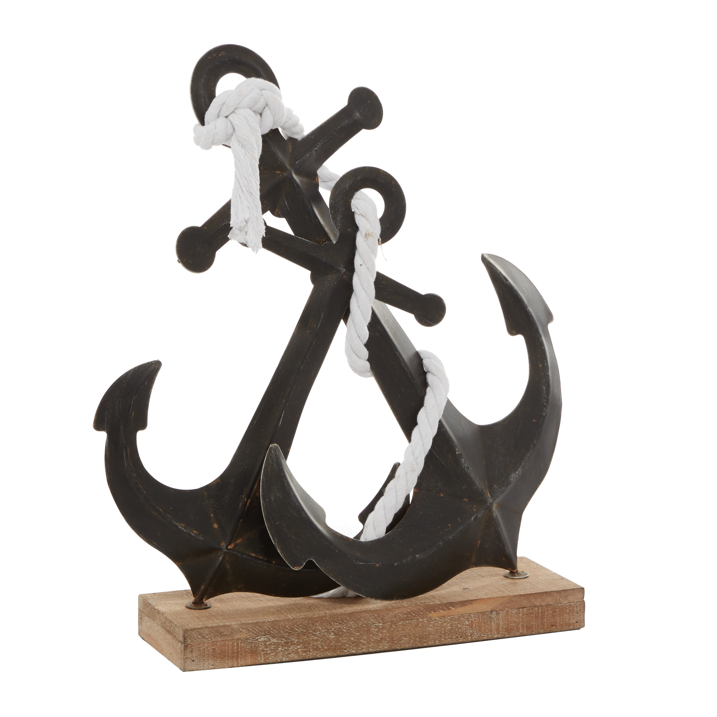 15" x 16" Black Metal Anchor Sculpture, by DecMode - Walmart.com