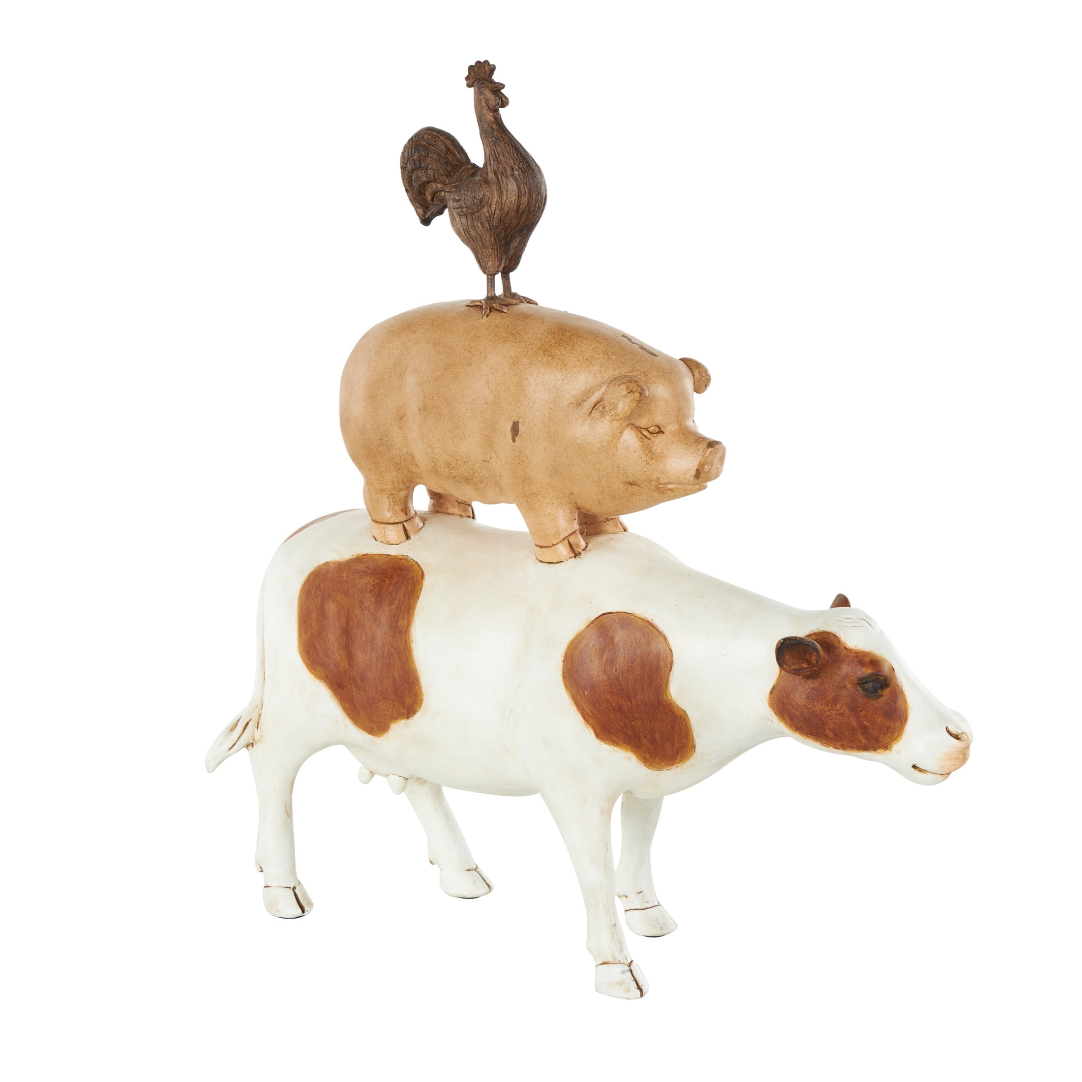 15" x 17" Multi Colored Resin Stacked Farm Animals Sculpture, by ...