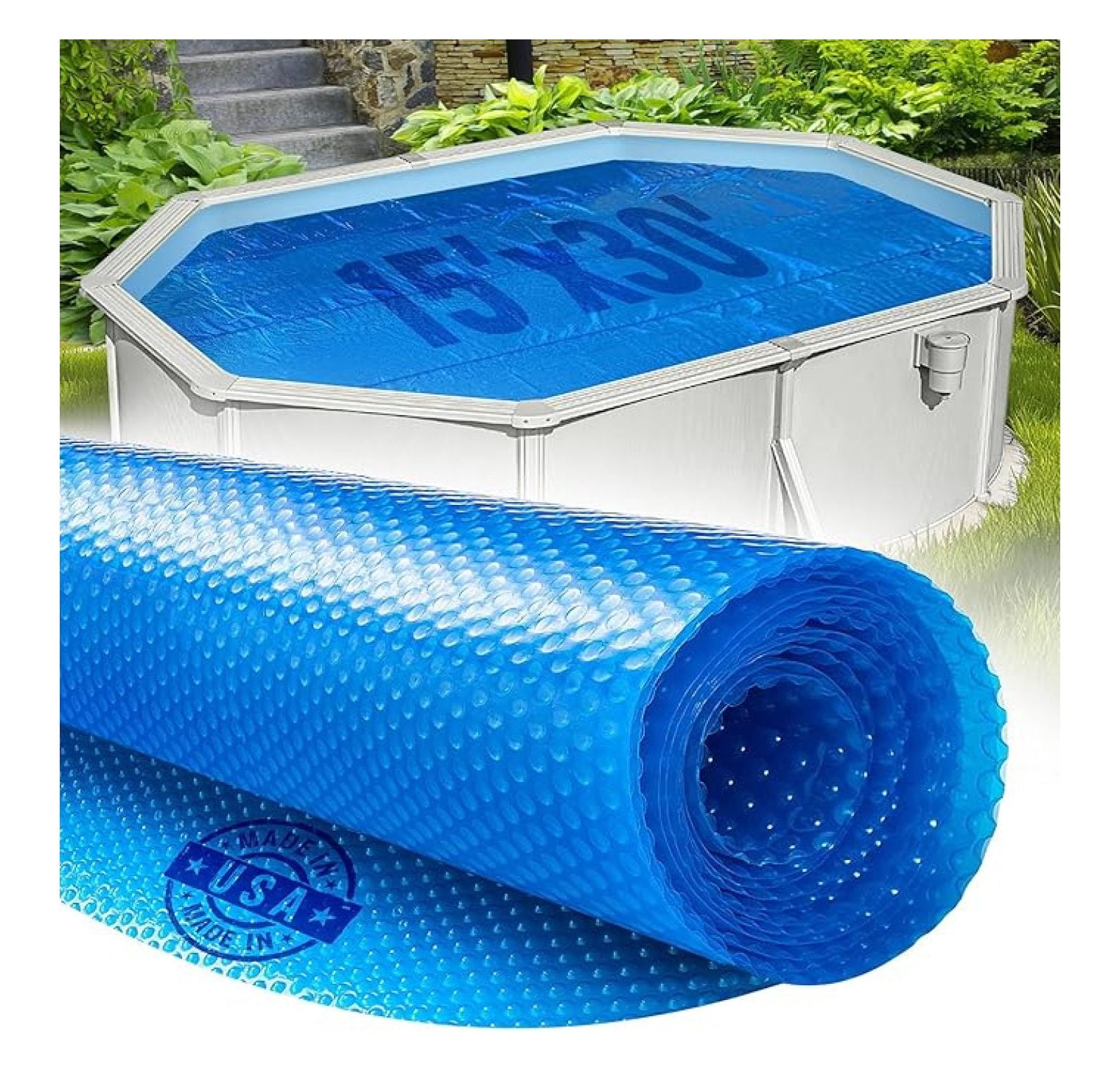 15' x 30' Oval Solar Cover for Inground and Above Ground Pools, 8 Mil ...