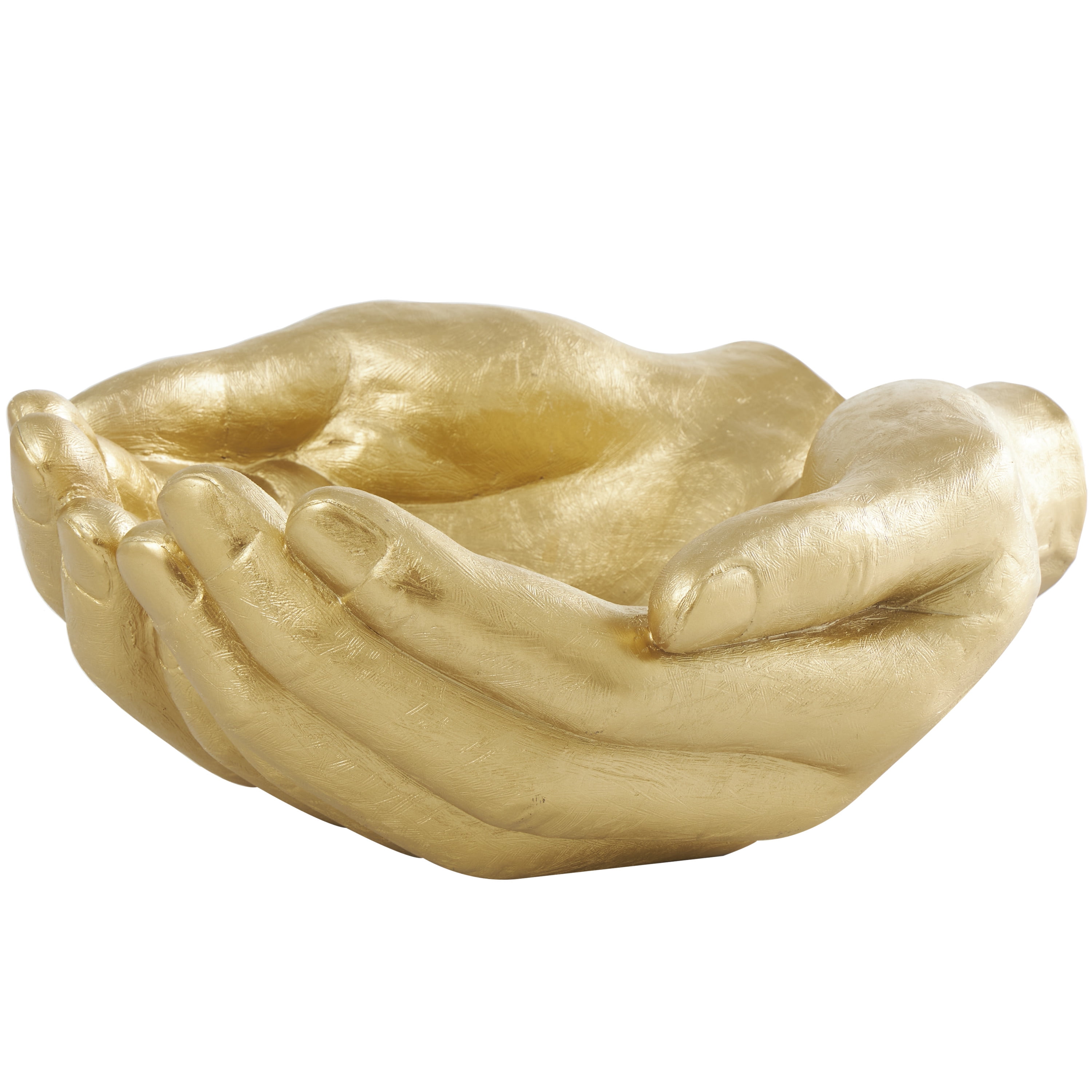 15" x 7" Gold Polystone Open Hands Sculpture, by DecMode - Walmart.com