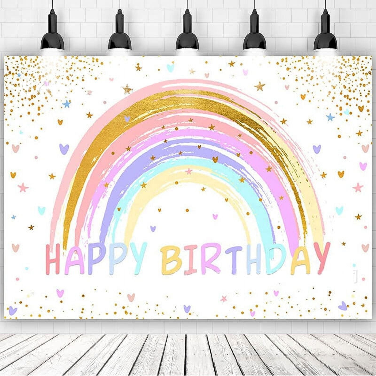 150*100cm Boho Rainbow Theme Happy Birthday Background Cloth Banner ...