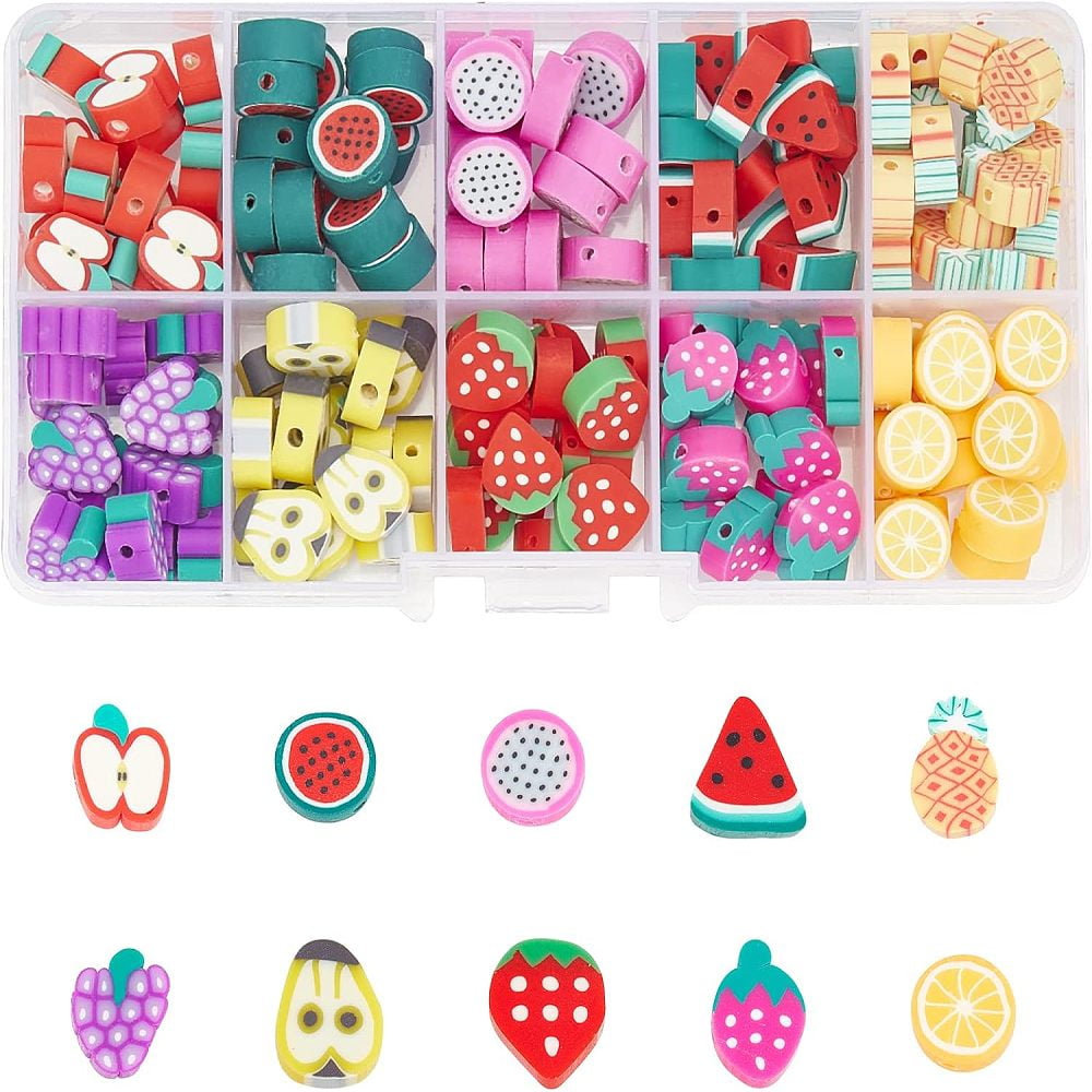 150~180Pcs 10 Styles Handmade Polymer Clay Beads Fruit Slice Mixed Color 15~18pcs/style ...