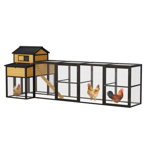 150" Black Large Wooden Chicken Coop Outdoor Hen House with Run ...