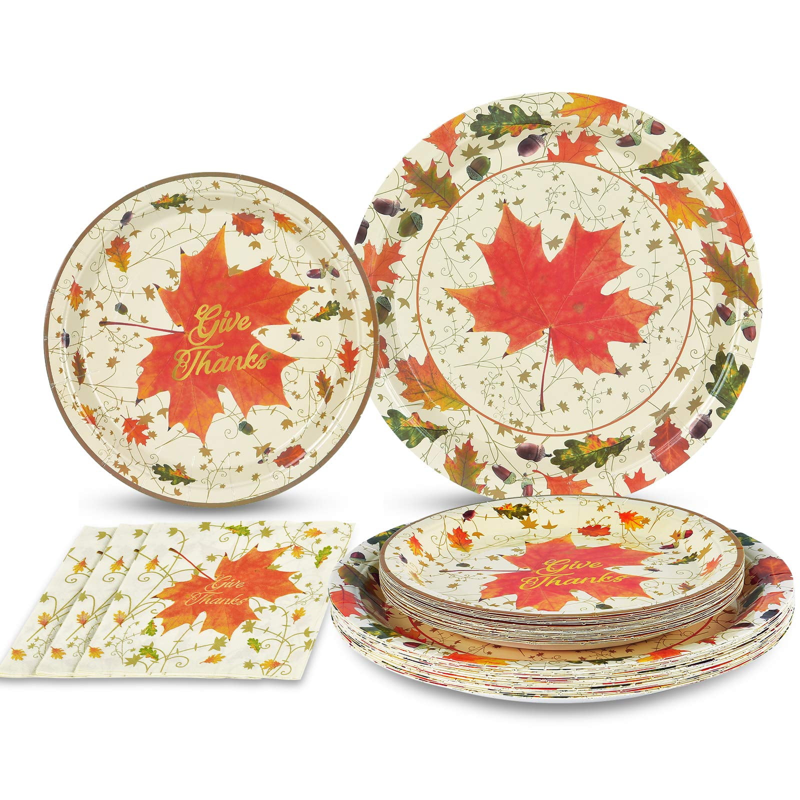 150 CM31 PCS Thanksgiving Plates and Napkins Fall Leaves Paper Plates ...