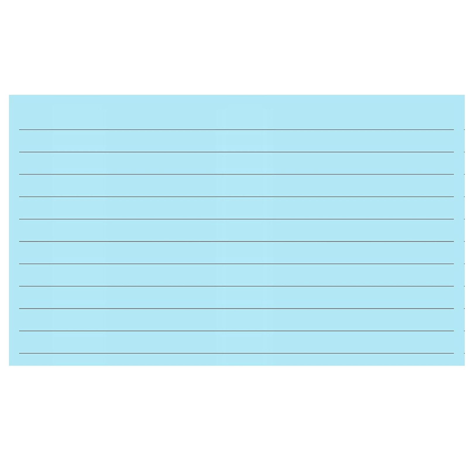 150 Color Cardstock 3" x 5" Index Cards, Light Blue, Lined Landscape ...
