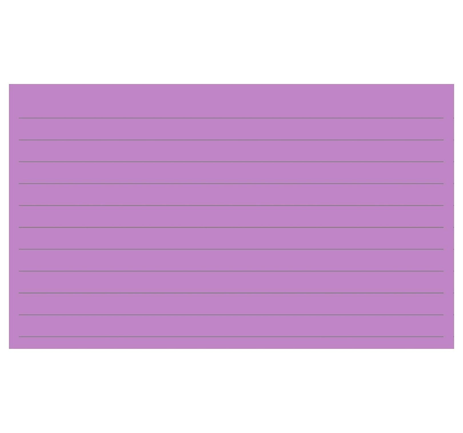 150 Color Cardstock 3" x 5" Index Cards, Medium Purple, Lined Landscape ...