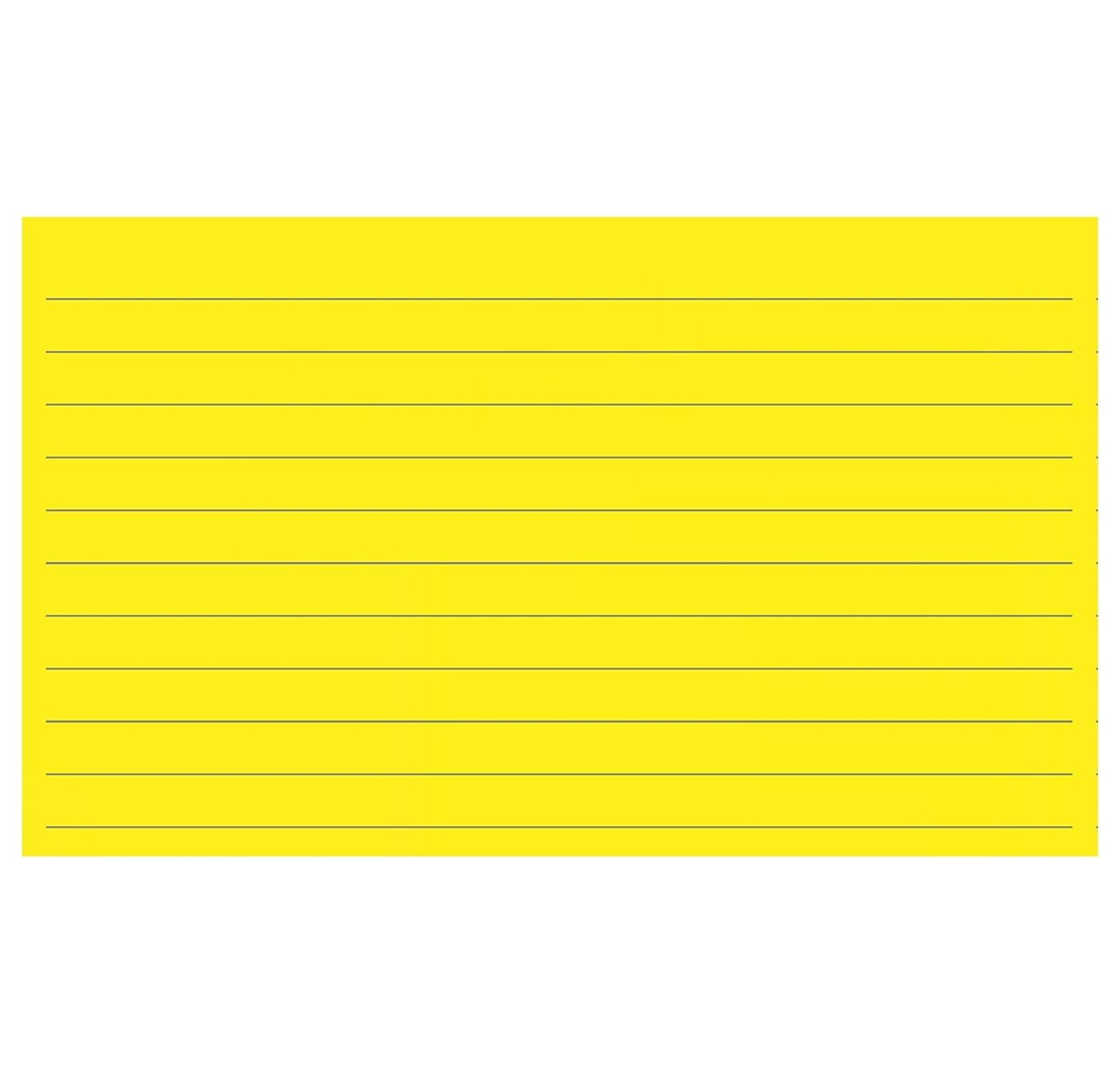 150 Color Cardstock 3" x 5" Index Cards, Yellow, Lined Landscape Format ...
